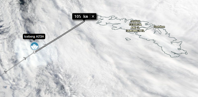 O maior iceberg do mundo está parado em águas da Geórgia do Sul